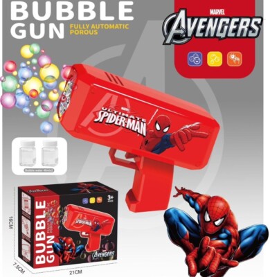 Spiderman Kids Bubble Gun Automatic Powerful Battery Operated +2 ...
