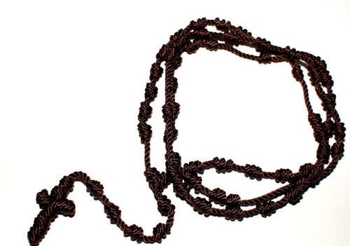 Rosary Necklace Religious long 31" knotted Brown Rosarie cord rope ...
