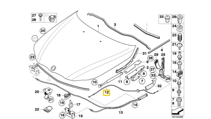 BMW 51237008760 Genuine OEM Factory Original Release Cable for sale ...