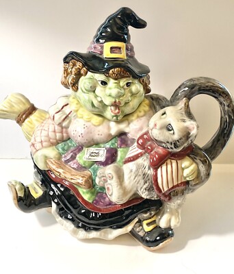 Vintage Estate Gypsy Witch Teapot Fritz And Floyd Cat Halloween 1992 | eBay