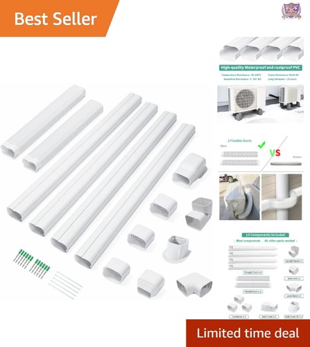 3" PVC Decorative Pipe Line Cover Kit for Ductless Mini Split AC - Full ...