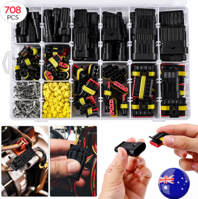 708x 12V Waterproof Electrical Wire Connectors Plug Terminal Kit 1/2/3 ...