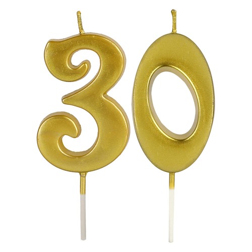 Gold 30th Birthday Candles For Cake Number 30 1 3 Glitter Candle Party ...