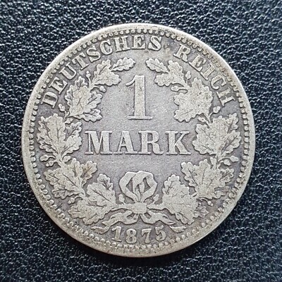 1 Mark Stück 1875 A Deutsches Reich kleiner Reichsadler Silber Münze ...