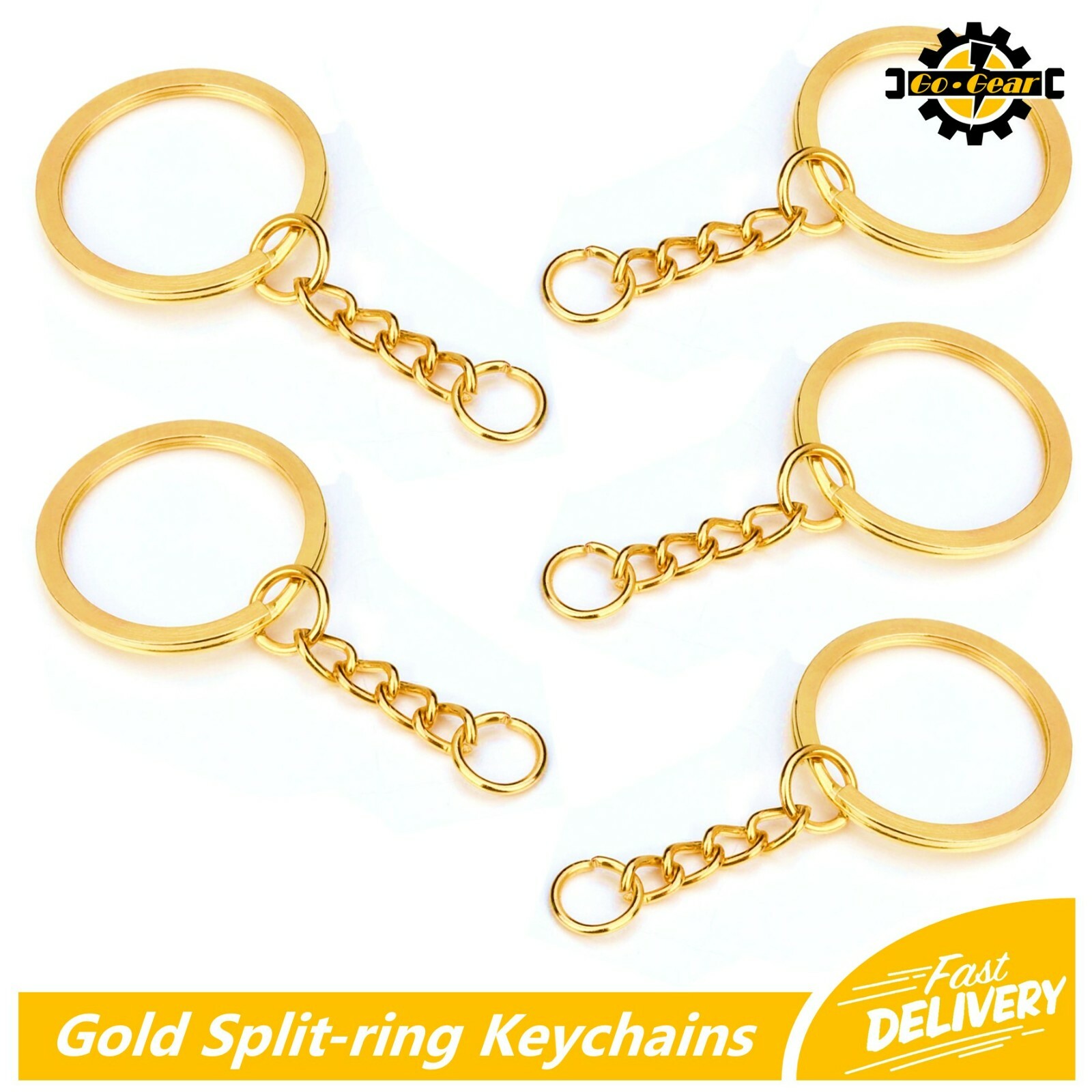 SPLIT RING KEYCHAINS Keyring Gold Link Set Key Chain Charms Rings Craft ...