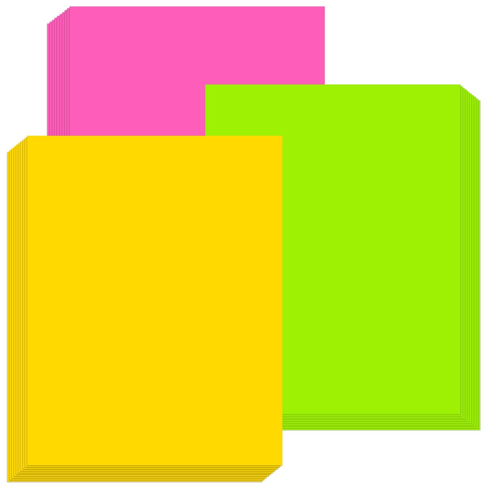 30 Fluorescent Full-Sheet Labels, 8-1/2" x 11" Neon Colored Self ...