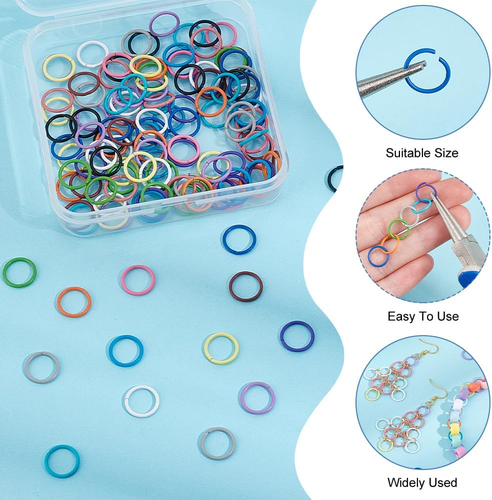 10Mm Colored Jump Rings, 160Pcs 16 Colors 18 Guage Iron Open Jump Rings ...
