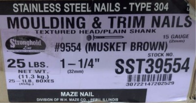 Maze Nails MUSKET BROWN 1-1/4" Trim Molding Nails 1 lb. SST39554 ...