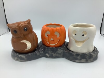 Yankee Candle Spooky Happy Friends Halloween Holder 4pc Pumpkin Owl ...
