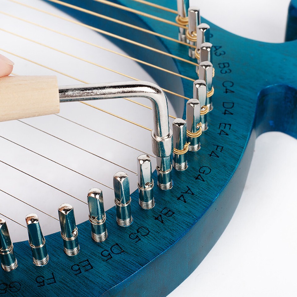 New Lyre Harp,16 Metal String Harp Solid Wood Mahogany with Tuning ...