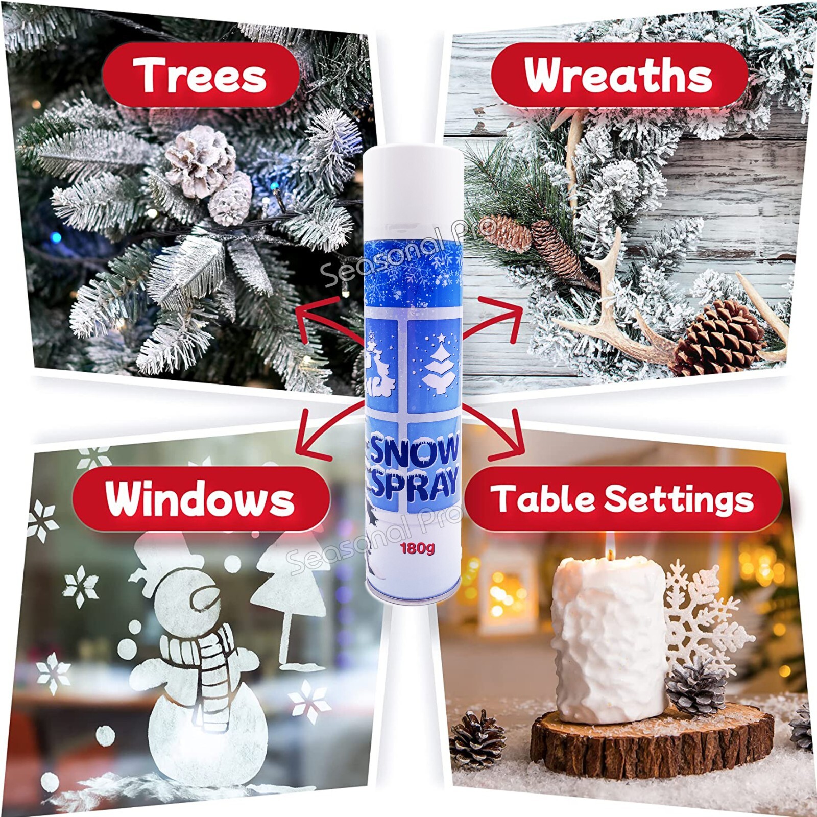 1-4PK Christmas Snow Spray White Artificial Snow Craft Tree Window ...