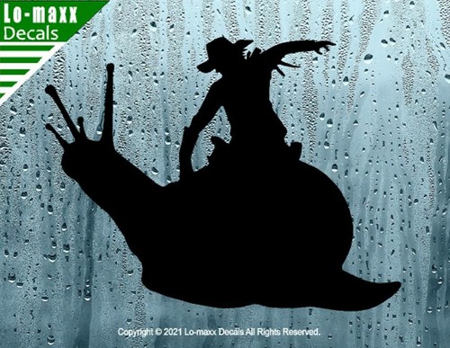 Cowboy Riding Snail Rodeo Western Funny Various Sizes Colors Die Cut ...