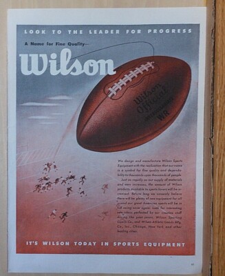 1945 magazine ad for Wilson Sports Equipment - Official football flies ...
