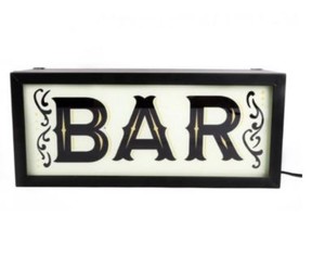 ILLUMINATED VINTAGE RETRO METAL BAR LIGHT BOX LIGHT WALL SIGN UK MAINS ...