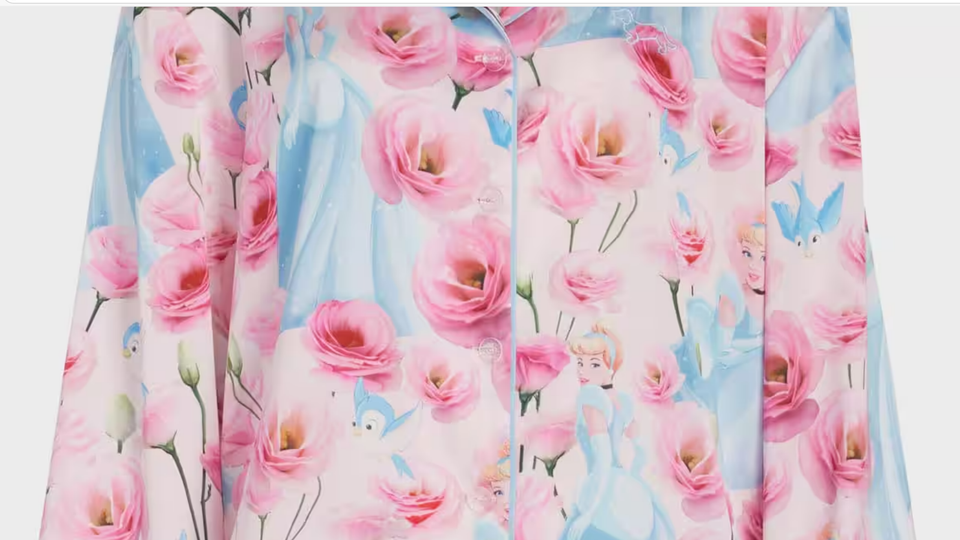 BNWT Peter Alexander Disney Cinderella Rose Satin Long PJ Set Size 16/ ...