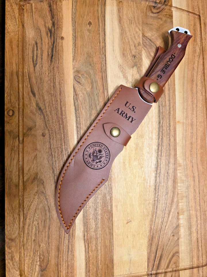 US ARMY - Custom Meat Cleaver, Butcher Full Tang Knife with Sheath ...