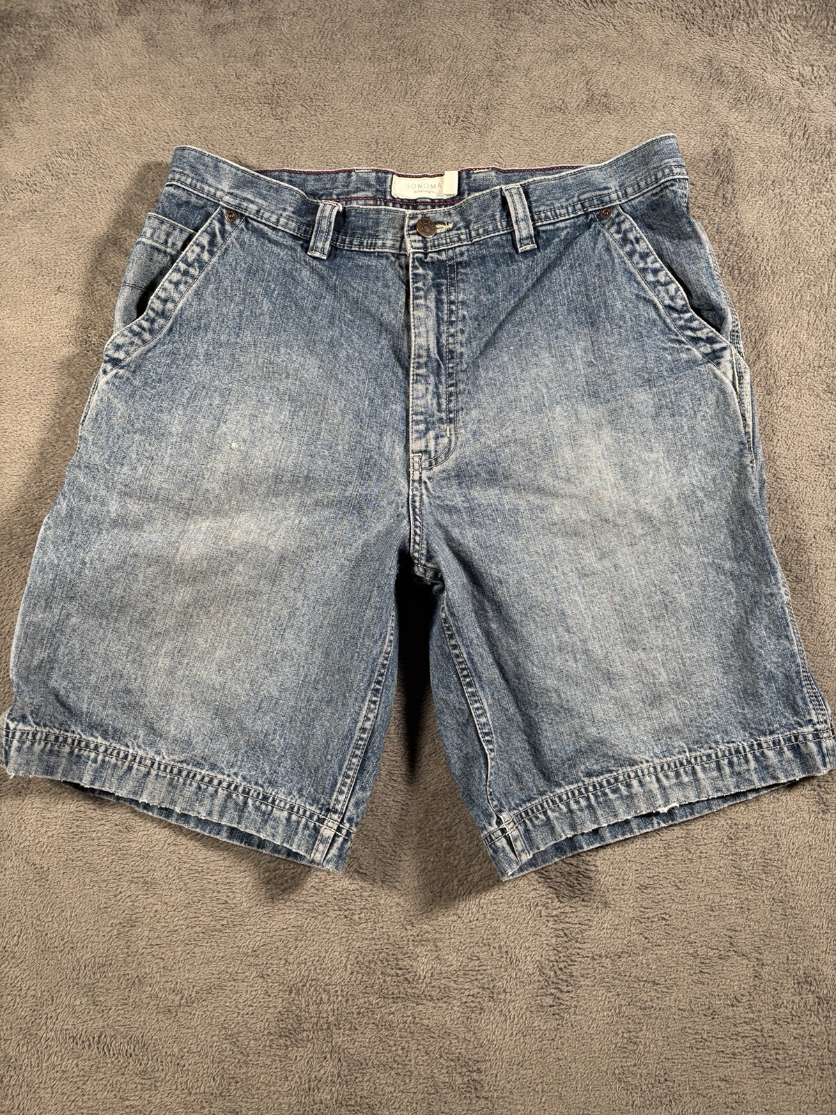 VINTAGE Denim Carpenter Shorts Jorts Mens 34 Waist Bl… - Gem