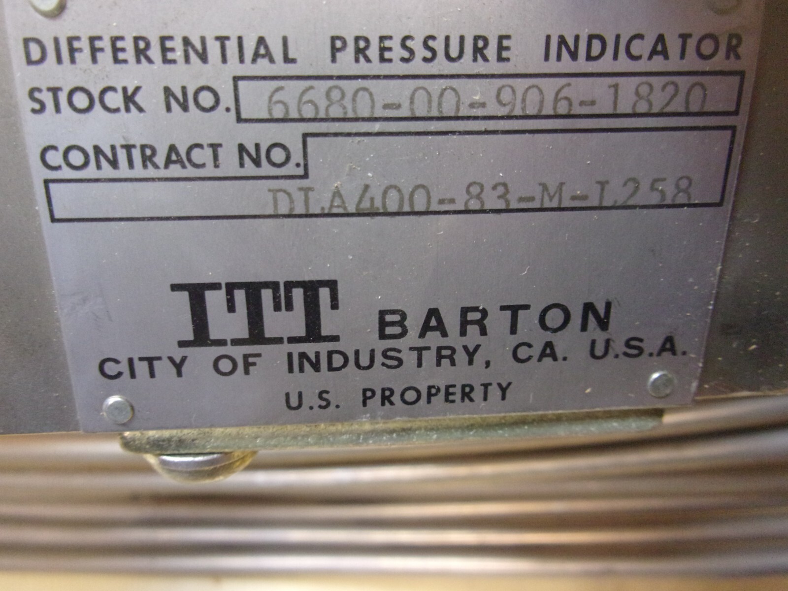ITT Barton 10YDXXX0488A4CBAXX01 Differential Pressure Indicator 500 PSI ...