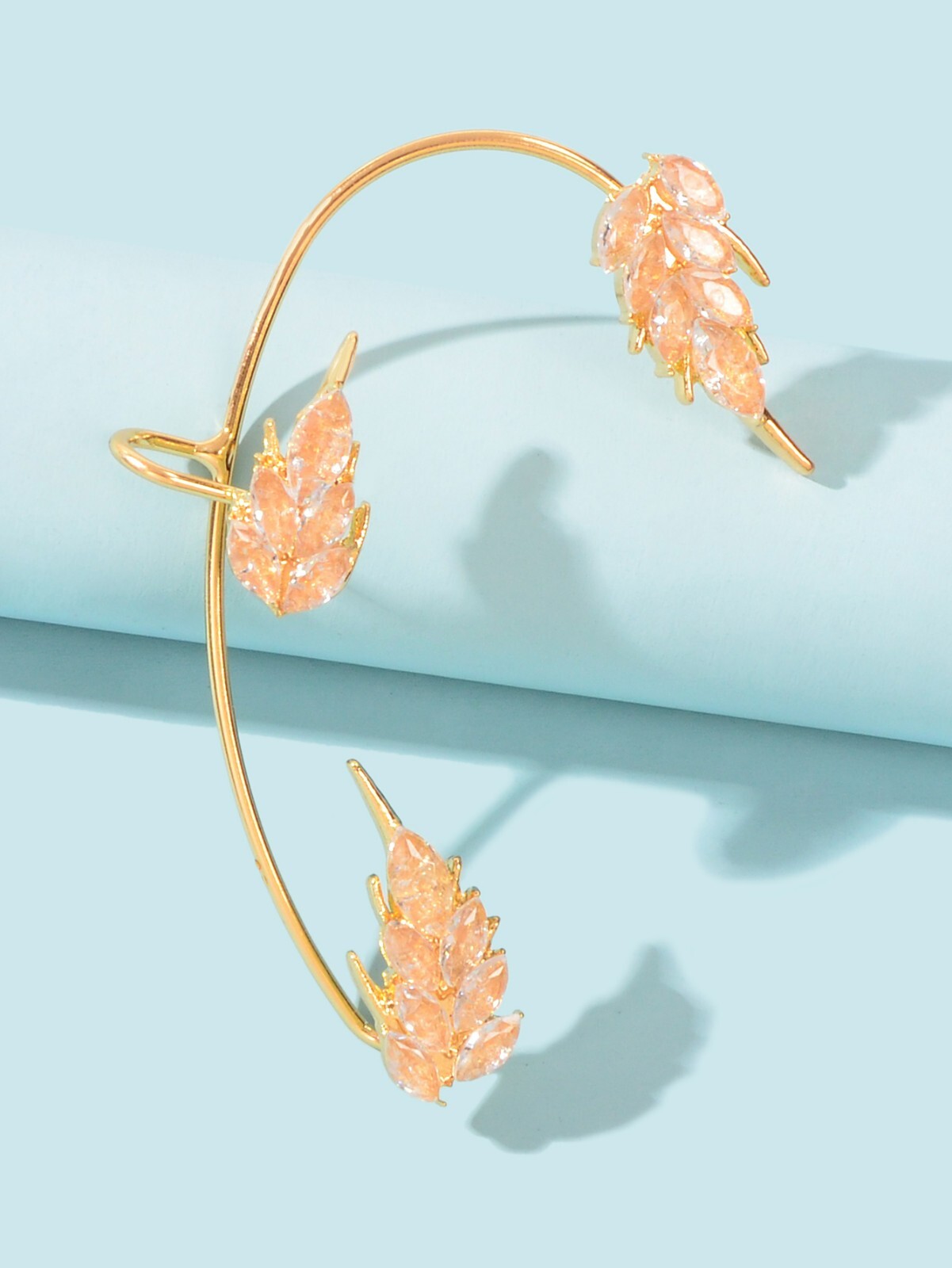 Luxurious Crystal Gold Wheat Design Cartilage Ear Cuff Wrap Around ...