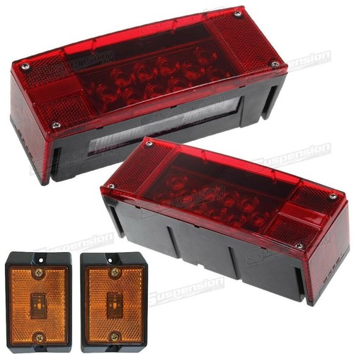 Left+Right LED Waterproof Red Trailer Rectangle Stop Turn low profile ...