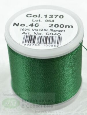 Madeira Rayon 40 Machine Embroidery Thread 200m Colour 1370 CLASSIC ...