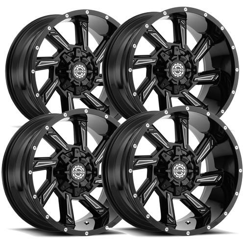 (Set of 4) Scorpion SC-25 20x12 8x180 -44mm Black/Milled Wheels Rims 20 ...