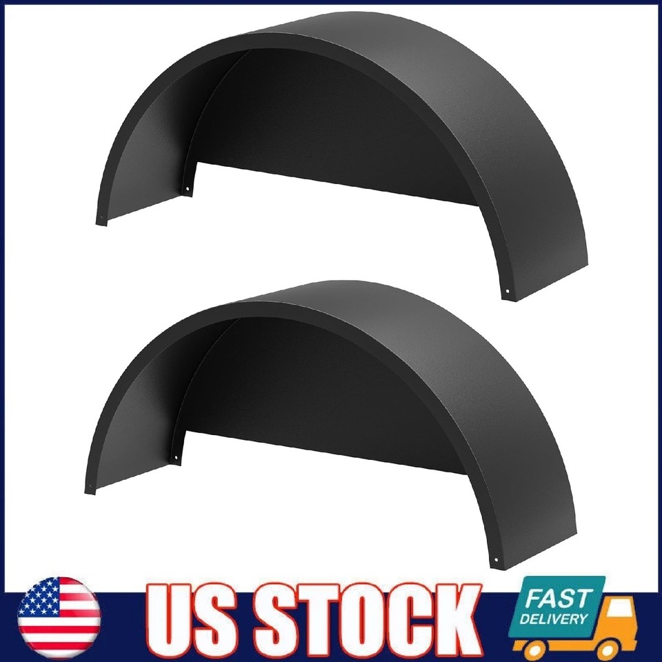 Pair of Round Single Axle Trailer Fenders with Backs for 14"-16" Wheels ...