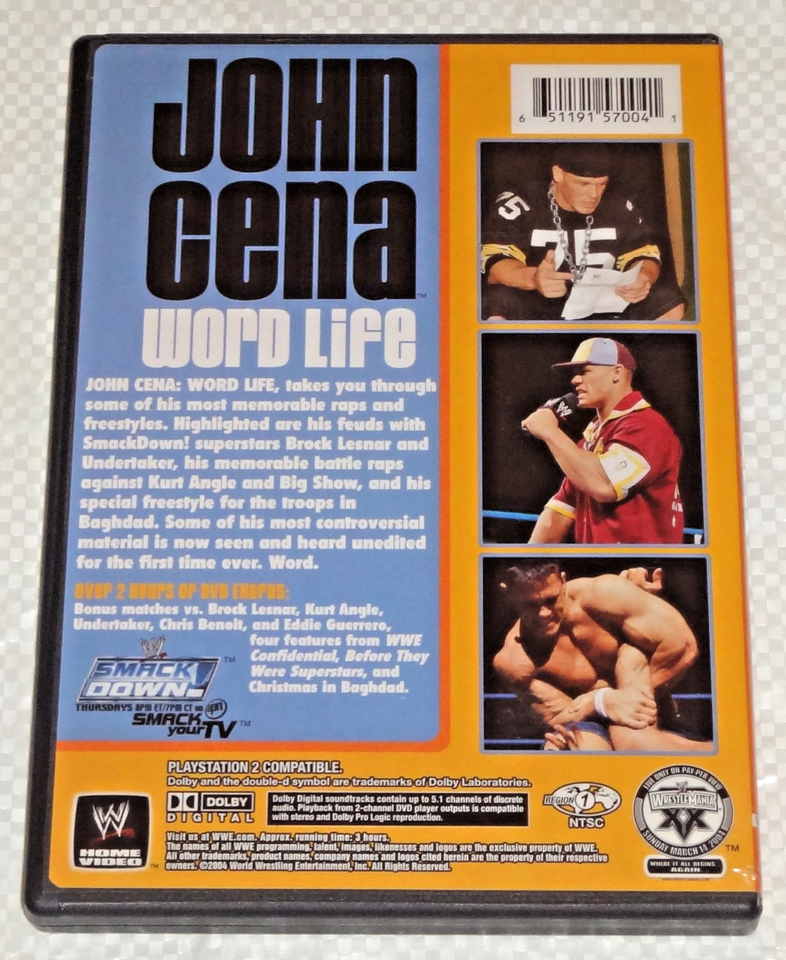 2004 WWE JOHN CENA WORD LIFE DVD WWF HOF OOP BROCK LESNAR UNDERTAKER ...