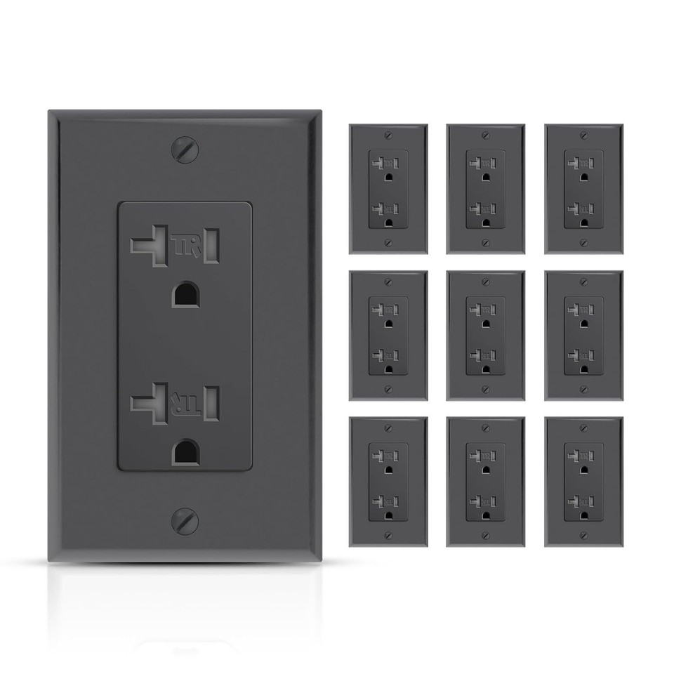 TOPELER Decorator Receptacle Outlet with Wall Plate, 20A Tamper ...