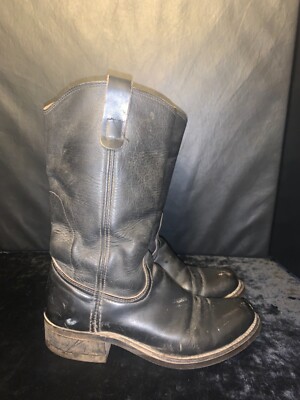 Mens VTG Santa Rosa Black Leather Roper Boots size 7.5 | eBay