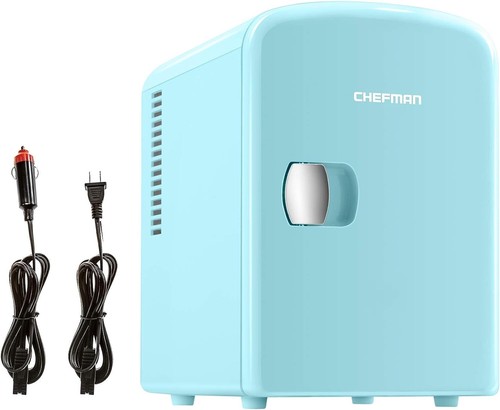 Chefman Portable Mini Fridge 4 Liter 6 Can Small Refrigerator Cooler ...
