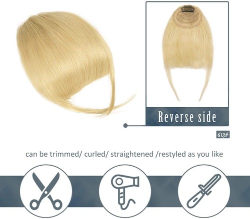 BARSDAR Clip in Fringe Human Hair 100% Real Hair Fringe Extensions Clip ...