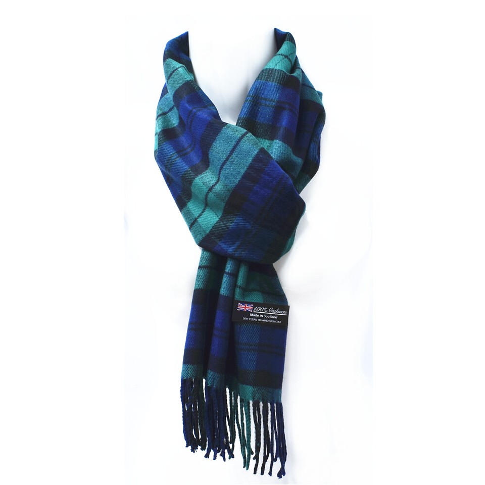 Mens Womens Wool Check Scarf Scotland Made Warm Plaid Wool 100% ...