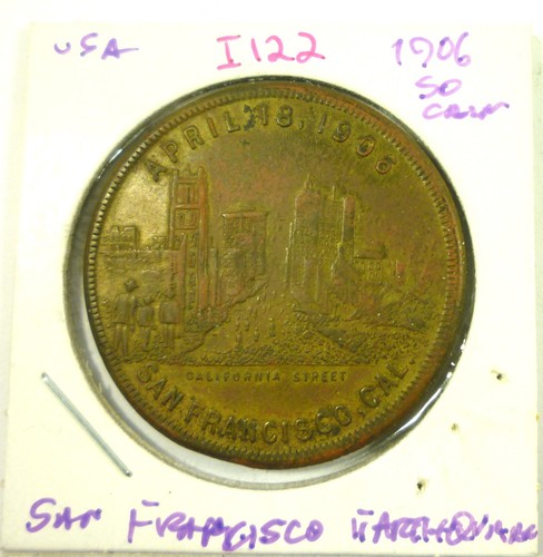 1906 San Francisco Earthquake & Fire HK-341 Token Ruins City Hall ...