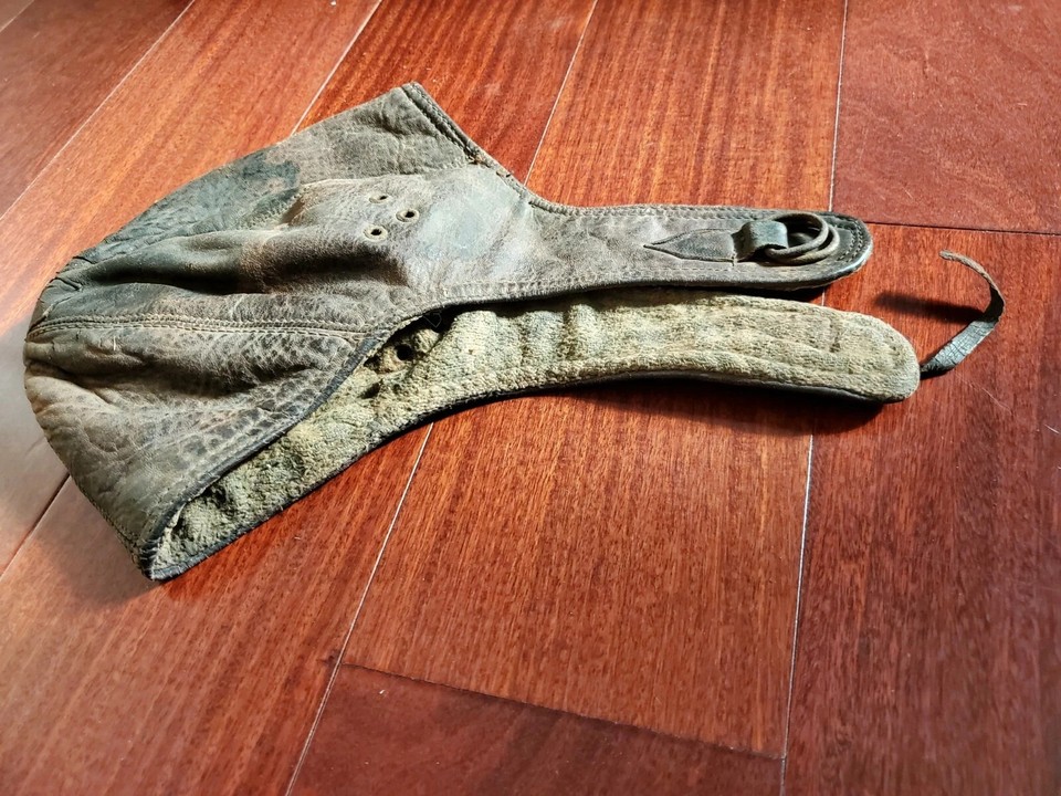 Pre-WWII Vintage Leather Aviator Flying Cap Helmet Small Size Pilot Hat ...