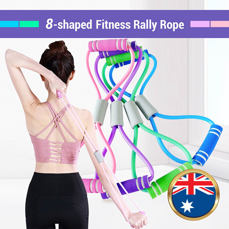 8 Shape Pull Rope Resistance Bands Latex Stretch Tubes Home Gym ...