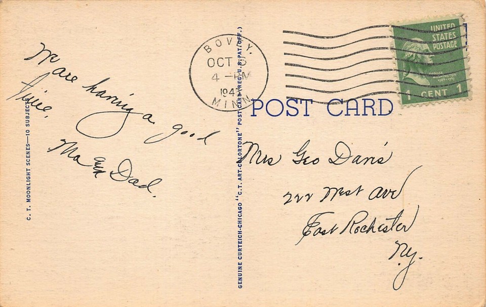 HIBBING MINNESOTA GREETINGS POSTCARD~1945 BOVEY POSTMARK | eBay