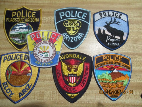 7 arizona police patchs eloy/flagstaff/springerville/avondale/payson ...