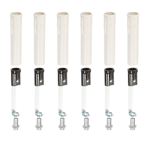 6 Set Chandelier E12 Light Socket Kit with White Candle Cover Sleeves ...