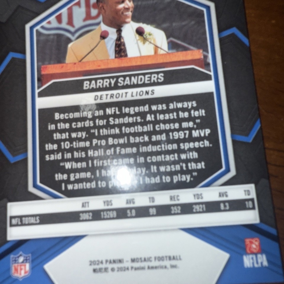 2024 Panini Mosaic - Hall of Fame Barry Sanders #291 | eBay