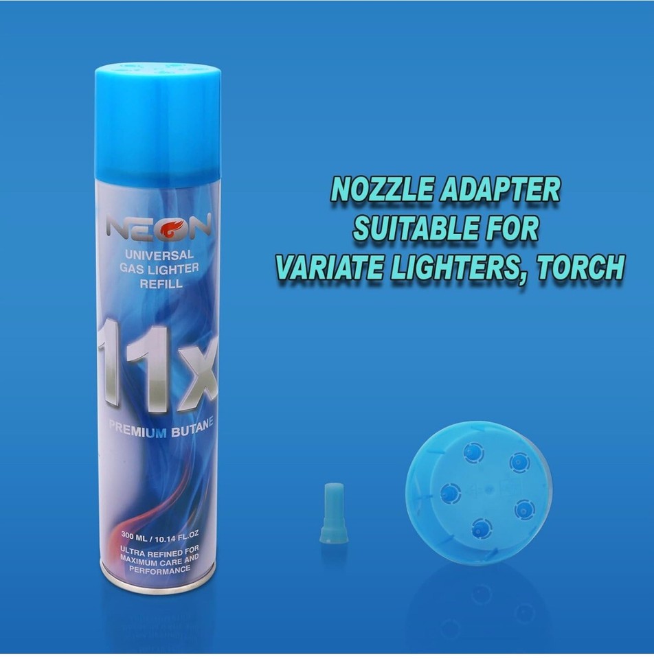 4 Can Neon 11X Refined Butane Lighter Gas Fuel Refill 300 mL 10.14 oZ ...