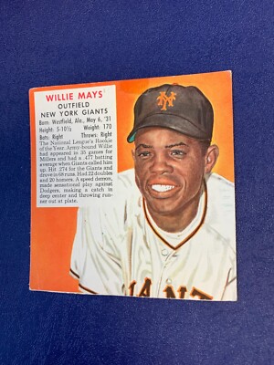 1952 Red Man Tobacco Card No Tab Willie Mays RC - New York Giants ...