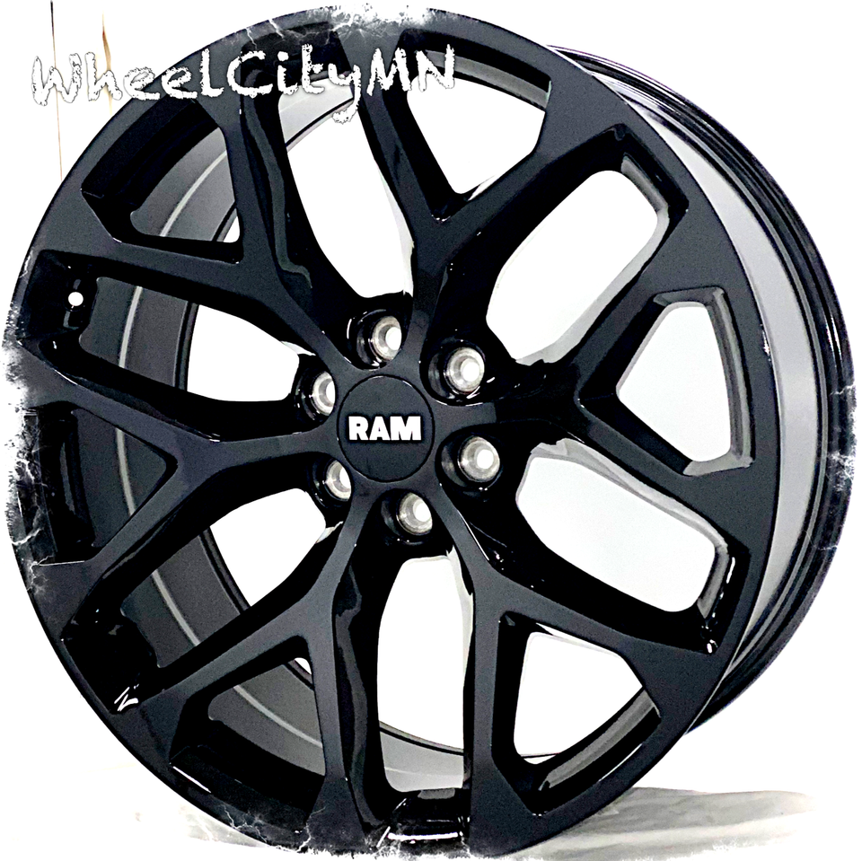 20" gloss black Snowflake OE replica wheels fits 2019 2024 RAM 1500 6x5 ...