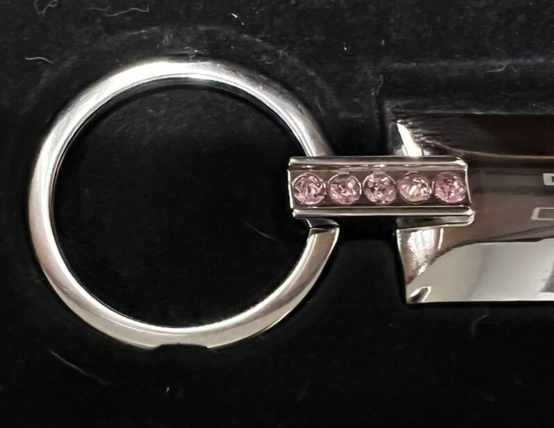 DODGE CHALLENGER Jeweled Rectangular Silver Key Ring Pink Jewels NEW IN ...