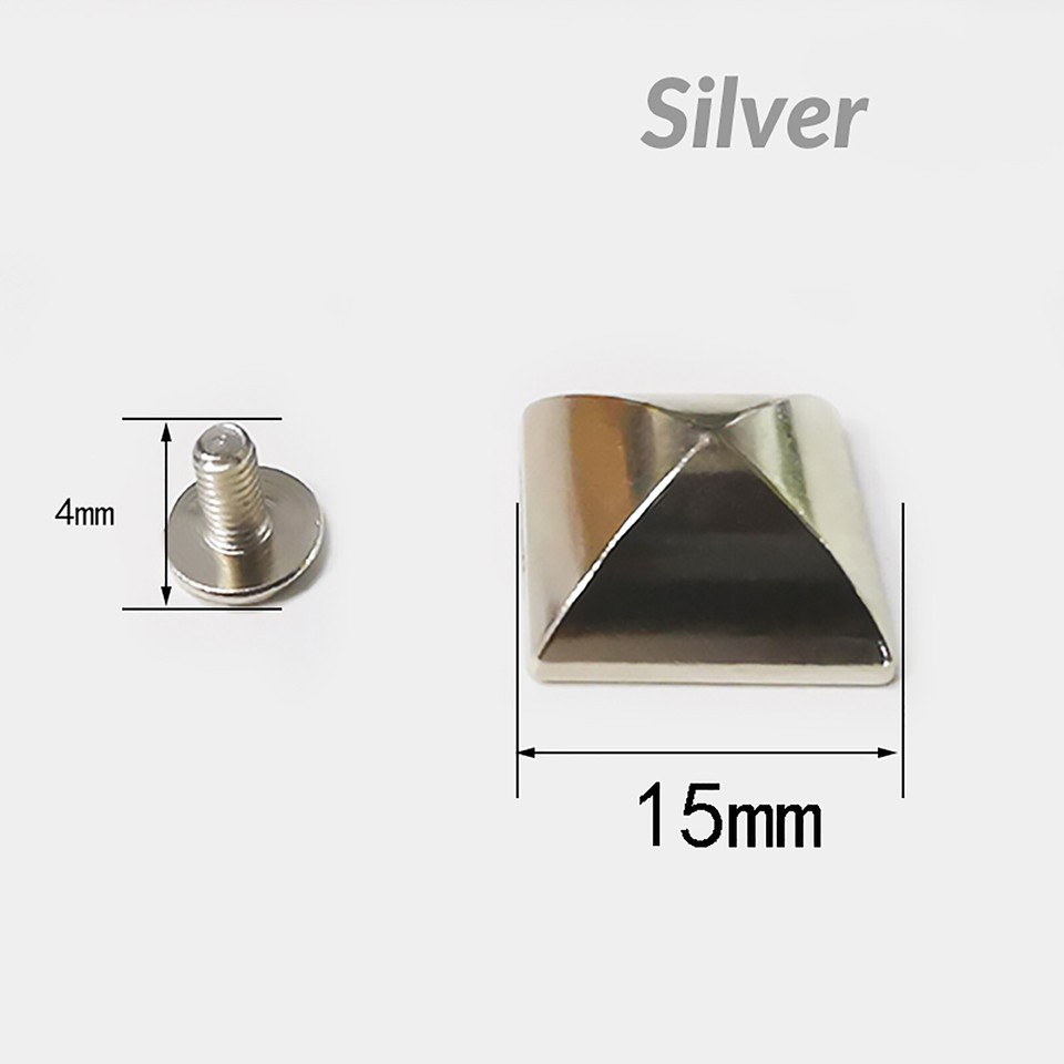 10/15mm Pyramid Square Rivet Leather Metal Studs Decor Clothing Bags ...