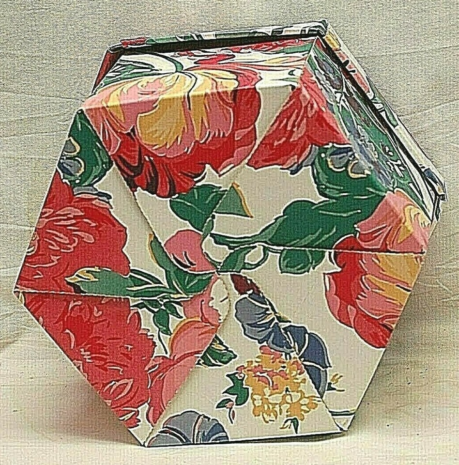 Hexagon Hat Box Decorative Floral Pattern Cardboard Storage Container a ...