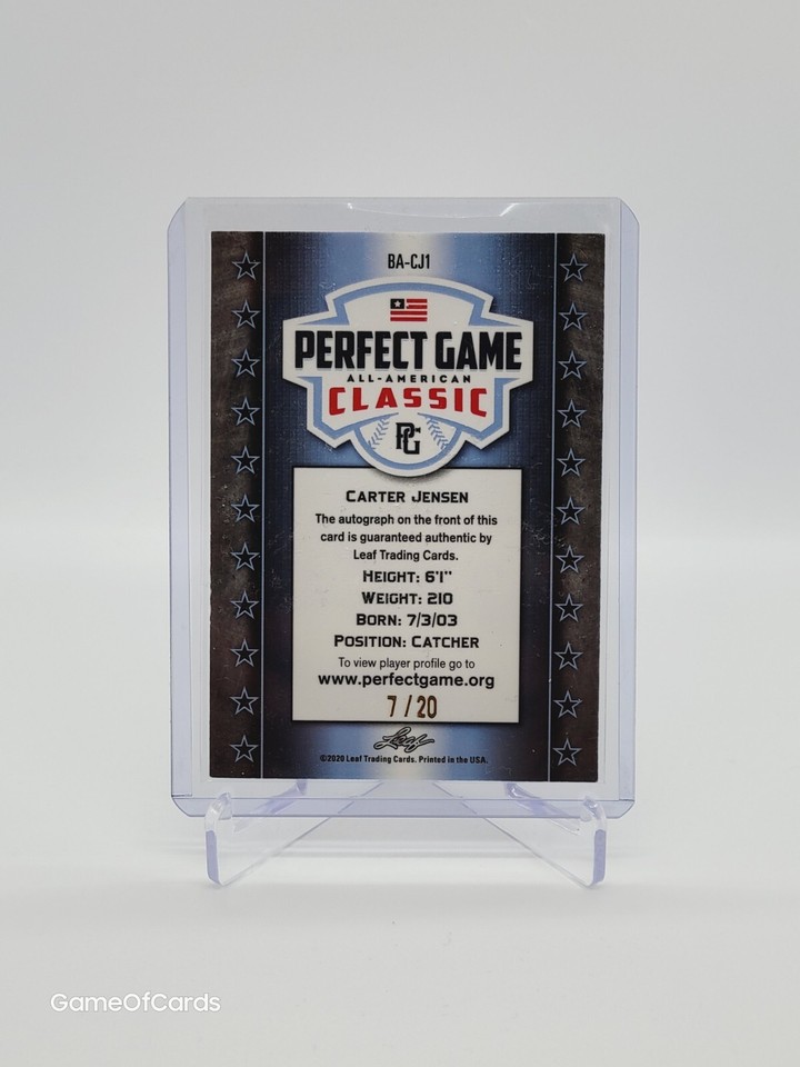 2020 Leaf Metal Perfect Game CARTER JENSEN Auto Autograph /20 | eBay