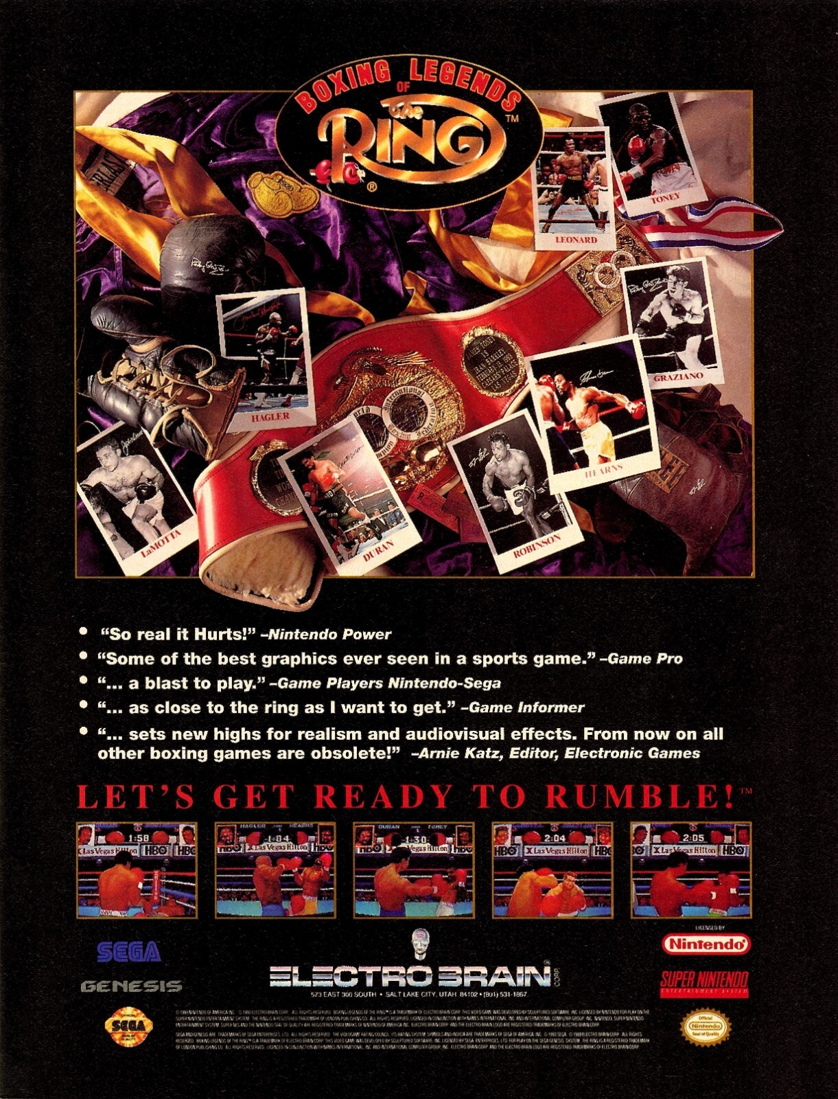 Boxing Legends of The Ring Sega Genesis SNES Boxing Game Ad Art Print ...