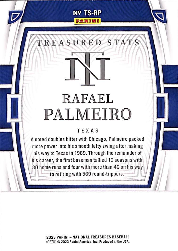 2023 Panini National Treasures RAFAEL PALMEIRO /99 Treasured Stats ...