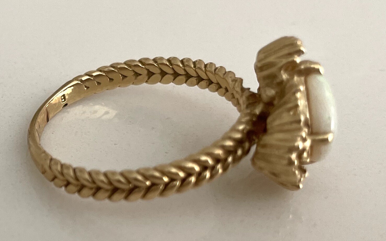 VINTAGE 14K GOLD BRAID PATT RING CENTER SHELL DESIGN … - Gem